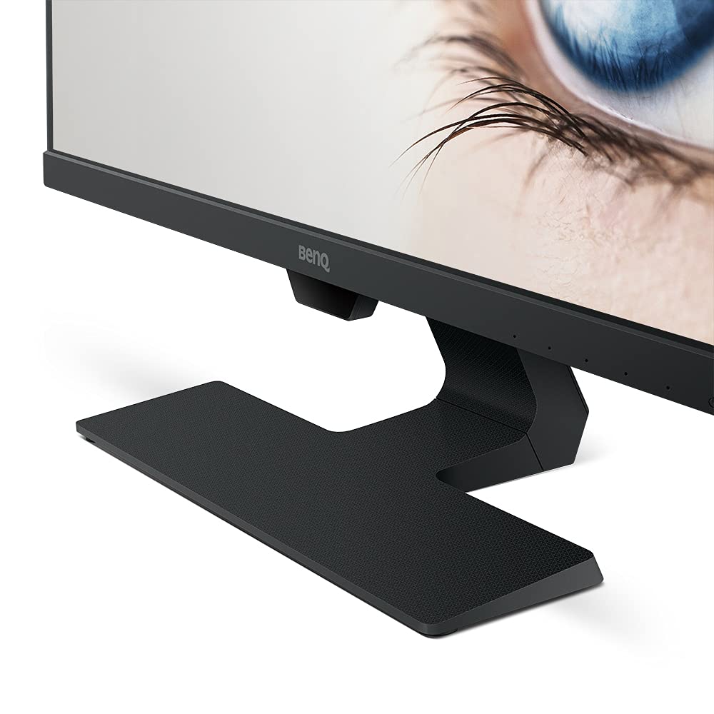 BenQ 24 Inch IPS Monitor | 1080P GW2480 with AmazonBasics Single Computer Monitor Stand – Height Adjustable Desk Arm Mount, Steel Bundle, Blue, 24-inch (IPS)