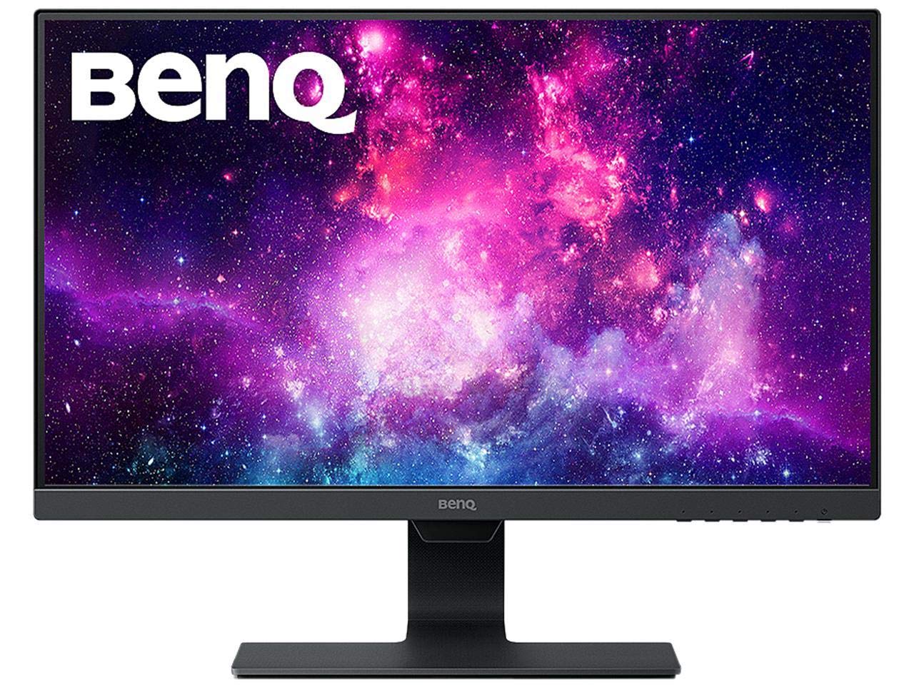 BenQ 24 Inch IPS Monitor | 1080P GW2480 with AmazonBasics Single Computer Monitor Stand – Height Adjustable Desk Arm Mount, Steel Bundle, Blue, 24-inch (IPS)