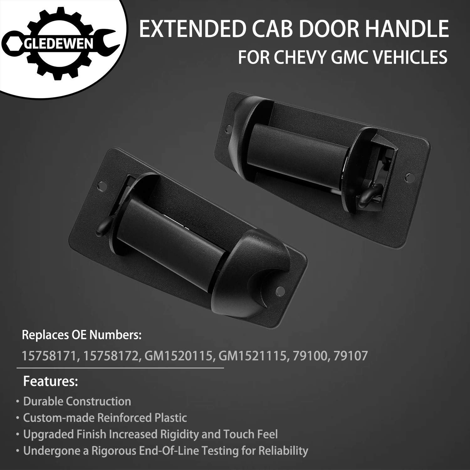 Extended Cab Door Handle Rear Left Driver and Right Passgenger Side | for 1999-2007 Chevy Silverado GMC Sierra 1500 2500 3500 | Replaces# 15758171, 15758172