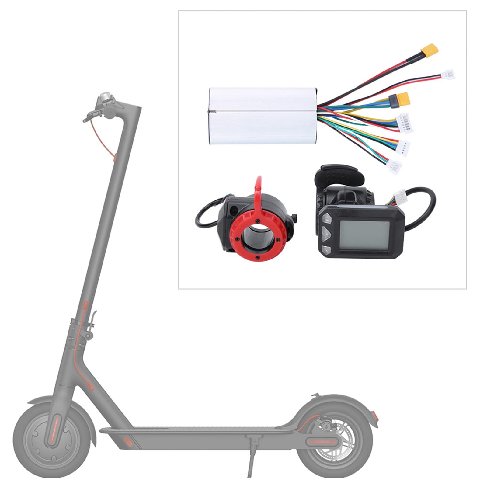 Alomejor E Bike Motor Controller 24V 250W Electric Scoooter Motor Display Controller Kit with LCD Display Panel (Controller + Throttle + Brake)