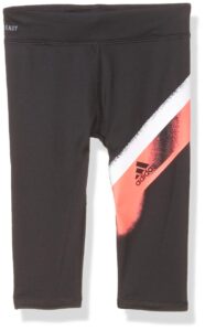 adidas girls' active sports athletic ankle length legging tight, break barriers black, large