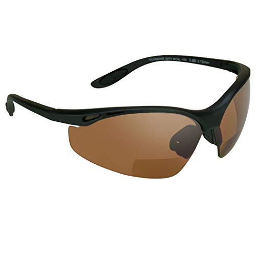 proSPORT Bifocal Safety Glasses Reader Blue Light Blocking Amber HD Lens Z87 +2.00 Wrap-Around