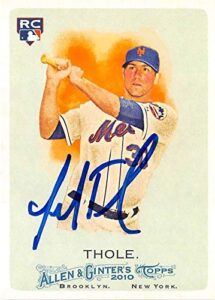 josh thole autographed baseball card (new york mets) 2010 topps allen ginters #295 rookie - baseball slabbed autographed cards