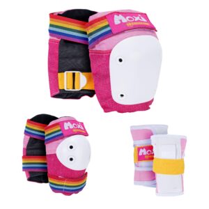 187 killer pads moxi skate knee pads, elbow pads, and wrist guards, six piece pad set, pink, junior