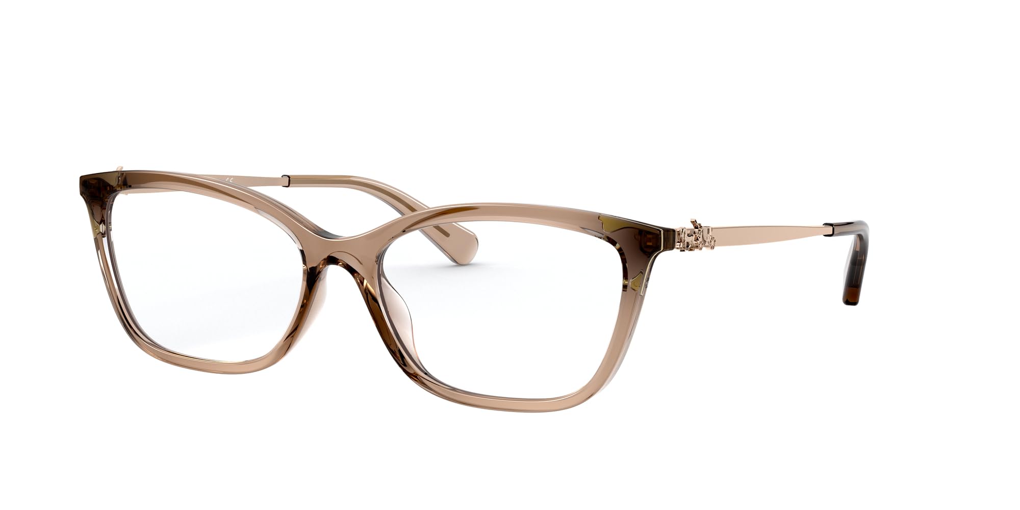 Coach HC6146U Universal Fit Prescription Eyewear Frames, Transparent Brown/Demo Lens, 53 mm