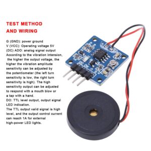 Vibration Switch Sensor Module, Piezoelectric Vibration Tapping Sensor Module Vibration Switch Module 5.0V AD/DO (1)