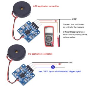 Vibration Switch Sensor Module, Piezoelectric Vibration Tapping Sensor Module Vibration Switch Module 5.0V AD/DO (1)