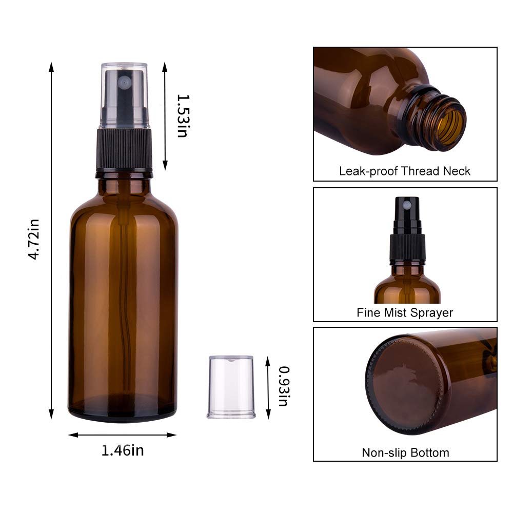 2oz Amber Glass Spray Bottles for Essential Oils, Small Empty Spray Bottle, Fine Mist Spray, Set of 3