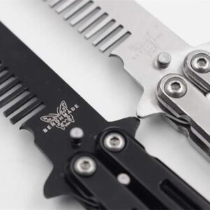 ZERIRA 2 Pcs Outdoor Camping Practice Comb Butterfly Comb Knife Novel Stainless Steel Butterfly Comb Modeling Tool