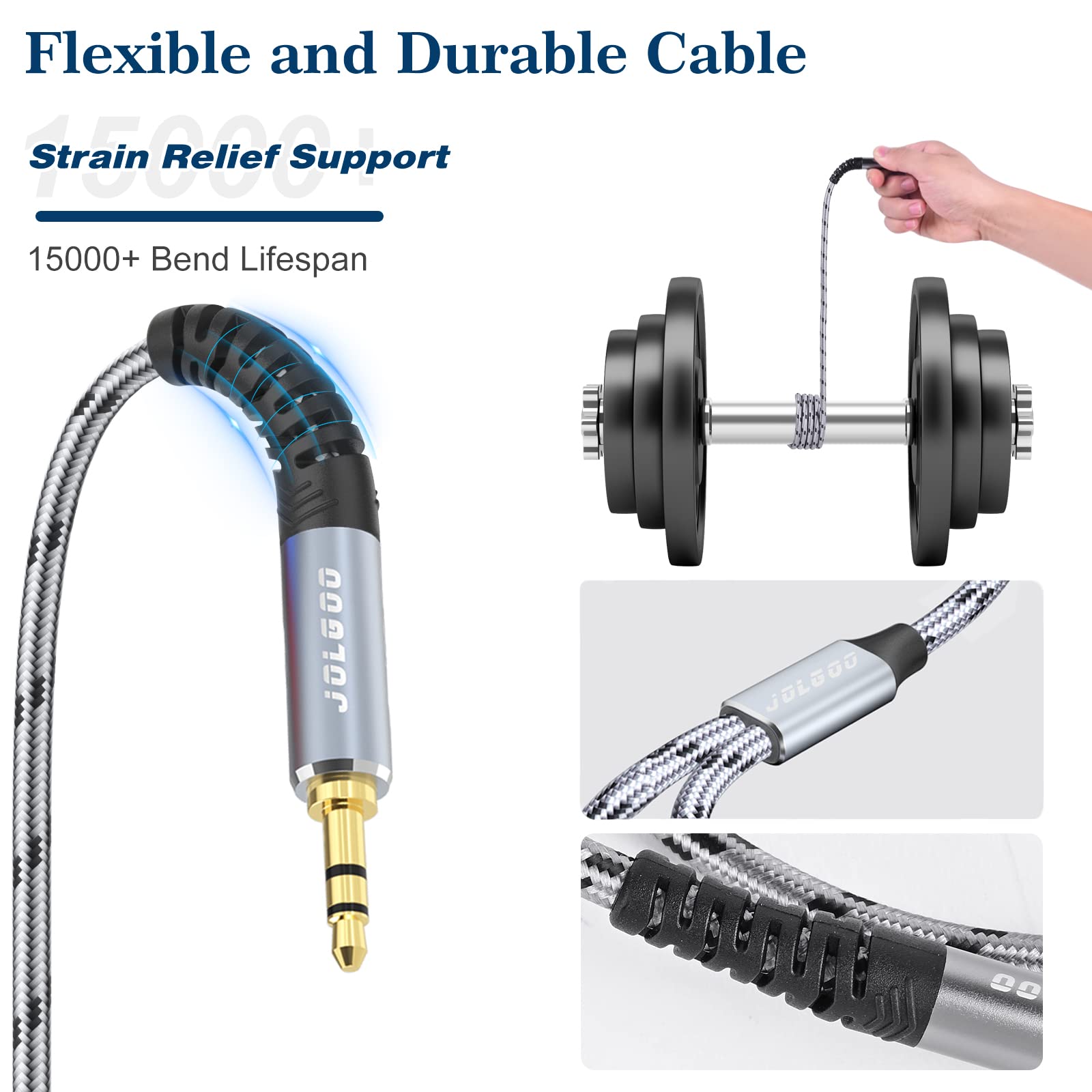 JOLGOO 3.5 mm TRS to Dual XLR Male Pro Stereo Breakout Cable, 1/8" TRS Stereo to 2 XLR Male Y Splitter Patch Microphone Cable, 6.6 Feet