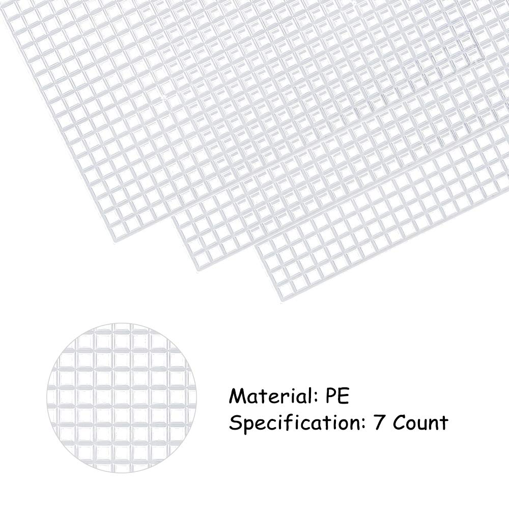 Pllieay 30 Pieces 6 Count Plastic Mesh Canvas Sheets for Embroidery, Acrylic Yarn Crafting, Knit and Crochet Projects (4.1 X 4.1 Inch)