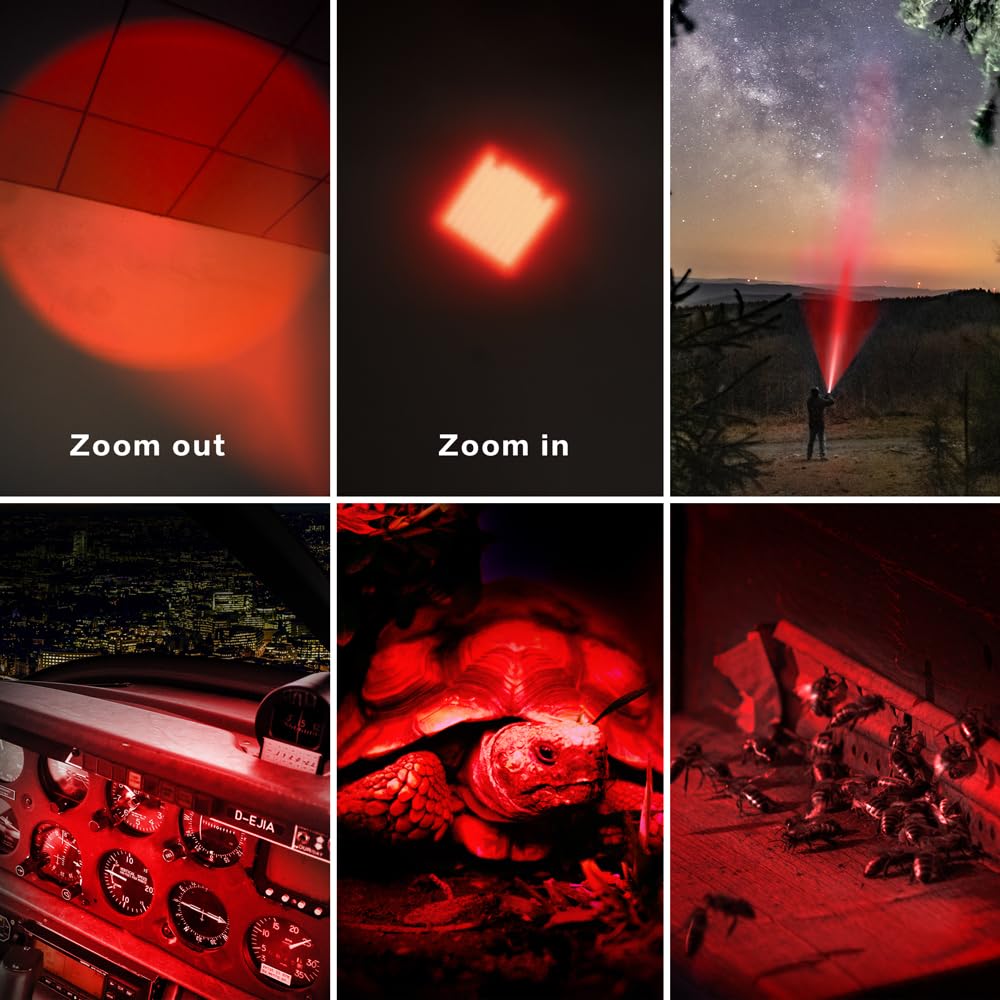 RaySoar 2 Pack Red Light Flashlight Red LDE Flashlight Red Flashlight Night Vision Flashlight for Astronomy, Night Observation and Outdoor Activities(2 PCS)