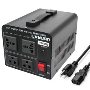 yinleader 2000w voltage converter transformer(110v to 220v or 220v to 110v) 2000 watt step up/down converter 110/120 volt - 220/240 volt w/us power cord,circuit breaker protection (vtus-2000)