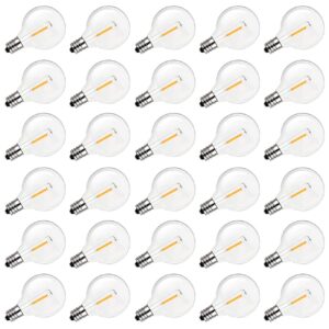 abeja g40 led replacement bulbs, 1w shatterproof globe bulb fits e12 candelabra screw base, led globe bulbs light for outdoor string lights, 1.5 inch dimmable light bulb, warm white, 25 pack