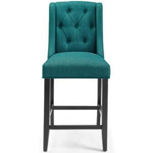 Modway Baronet Tufted Button Upholstered Fabric Counter Stool, Teal