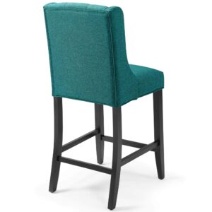 Modway Baronet Tufted Button Upholstered Fabric Counter Stool, Teal