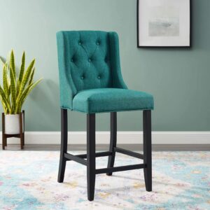 Modway Baronet Tufted Button Upholstered Fabric Counter Stool, Teal