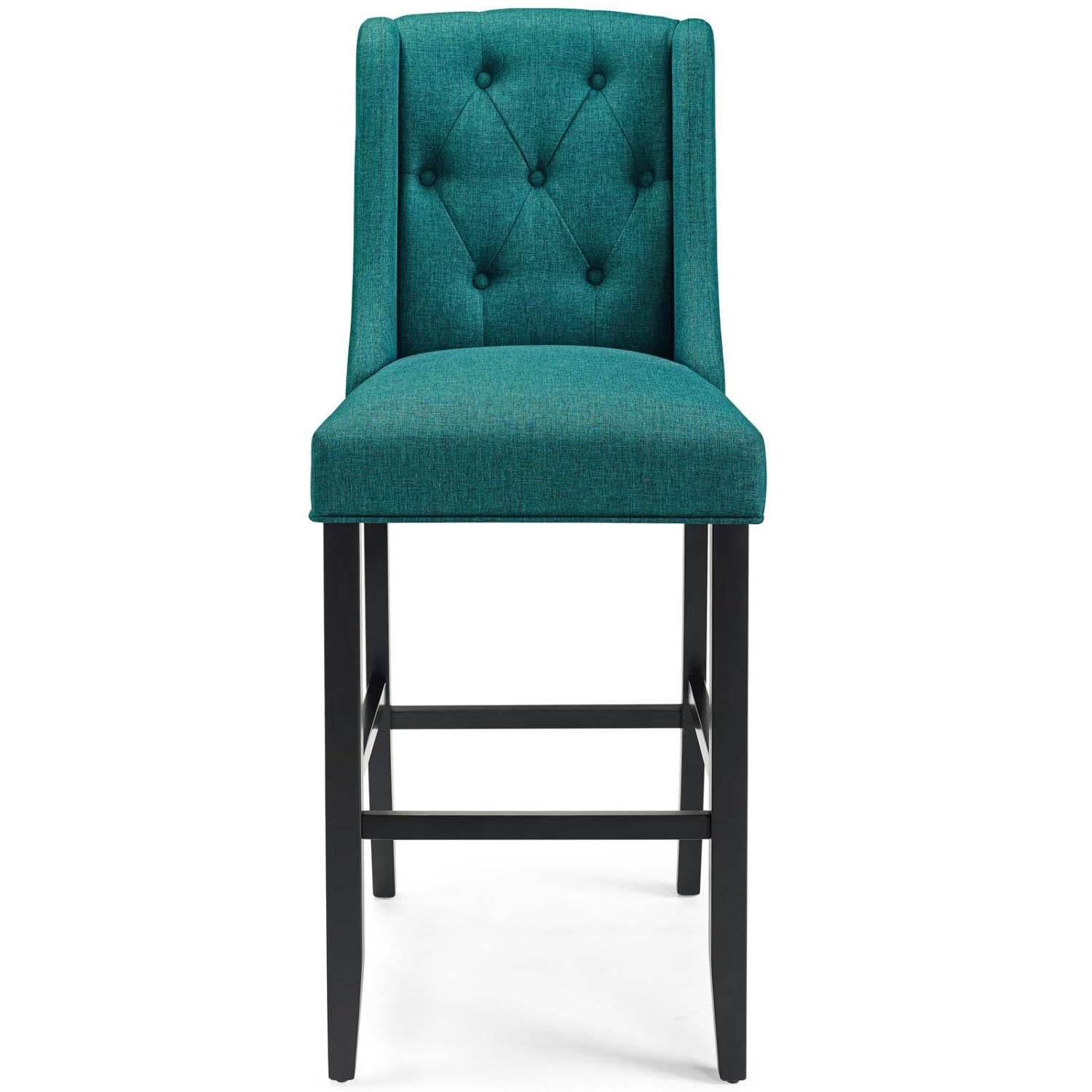 Modway Baronet Bar Stool Upholstered Fabric Set of 2, Teal