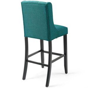 Modway Baronet Bar Stool Upholstered Fabric Set of 2, Teal