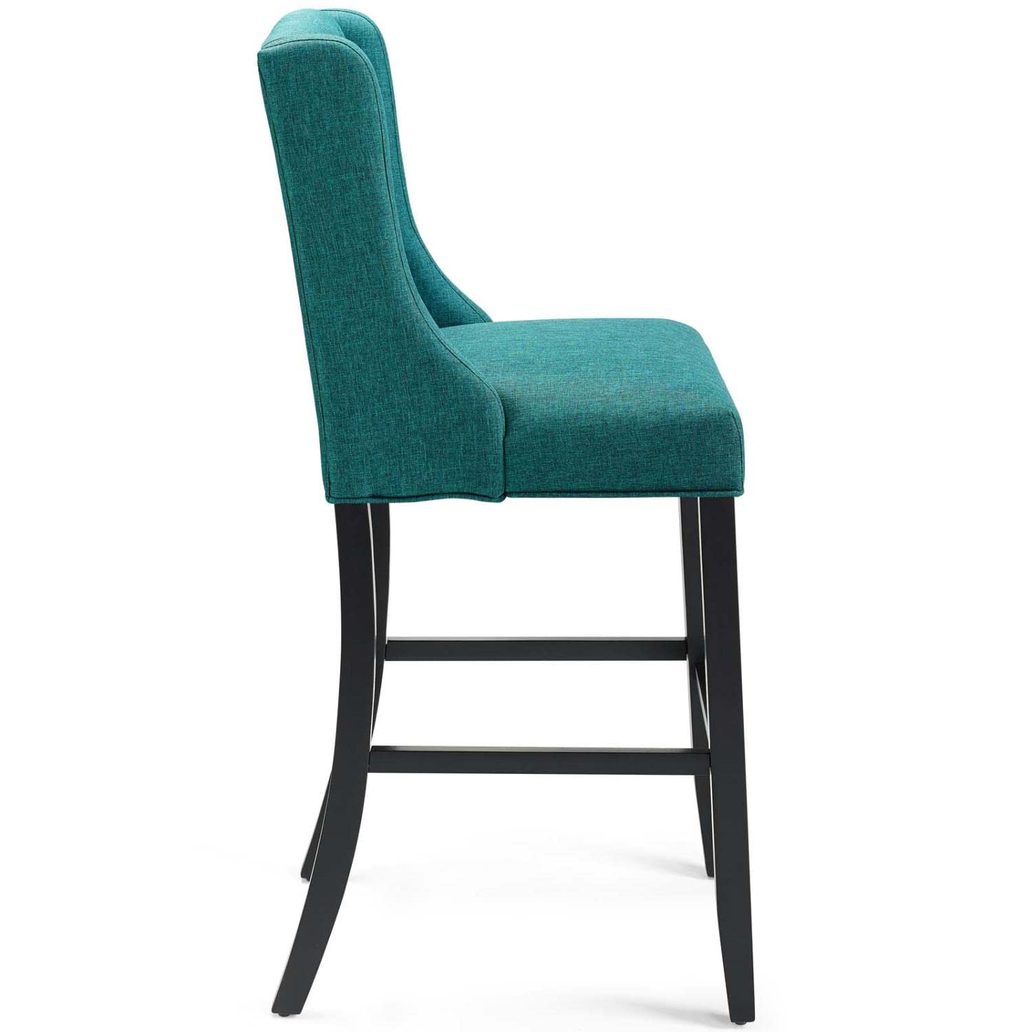 Modway Baronet Bar Stool Upholstered Fabric Set of 2, Teal