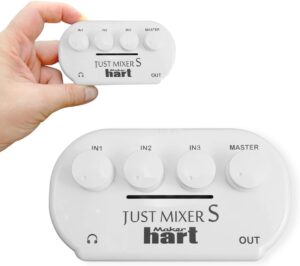 maker hart just mixer s portable 3 channels stereo in mini audio mixer/2 stereo output/battery/usb power/3c device