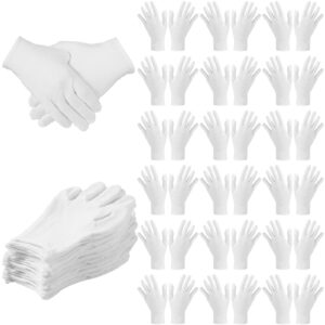 satinior 120 pieces cotton gloves large size for men women inspection gloves for dry hand art handling coin jewelry (white, l)