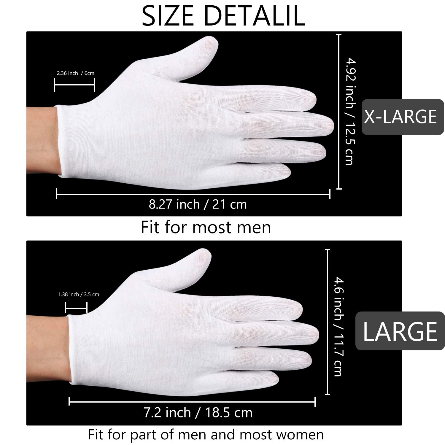 SATINIOR 120 Pieces Cotton Gloves Large Size for Men Women Inspection Gloves for Dry Hand Art Handling Coin Jewelry (White, L)