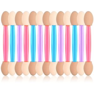 eyeshadow applicators,morgles 50pcs disposable eyeshadow brushes dual sides eye shadow sponge applicators (pink,purple,blue)