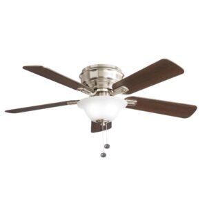 hampton bay hawkins 44 in. led brushed nickel ceiling fan with light