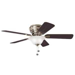 Hampton Bay Hawkins 44 in. LED Brushed Nickel Ceiling Fan with Light