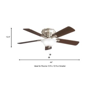 Hampton Bay Hawkins 44 in. LED Brushed Nickel Ceiling Fan with Light