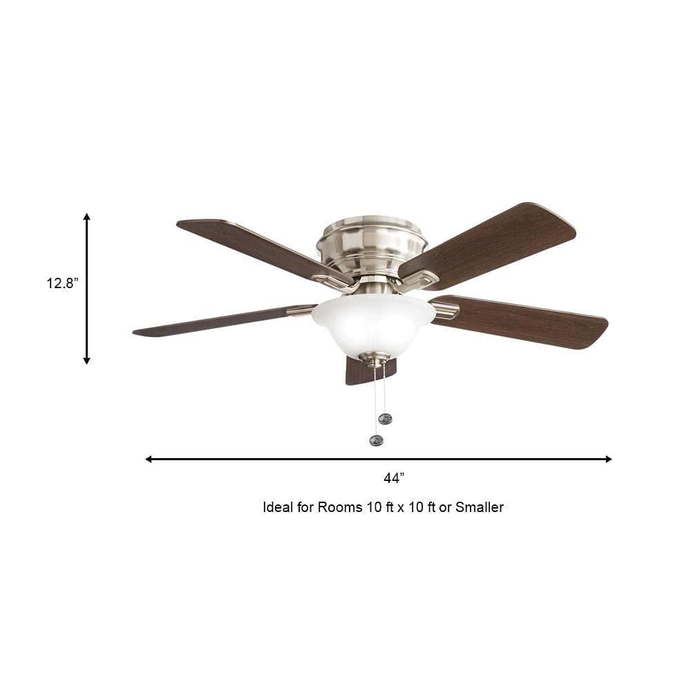 Hampton Bay Hawkins 44 in. LED Brushed Nickel Ceiling Fan with Light