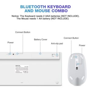 OMOTON Bluetooth Keyboard and Mouse for iPad (10th/ 9th/ 8th), Wireless Keyboard and Mouse Compatible with iPad Pro 12.9/11 inch,iPad Air 5th/ 4th, and Other Bluetooth Enabled Devices, Silver White