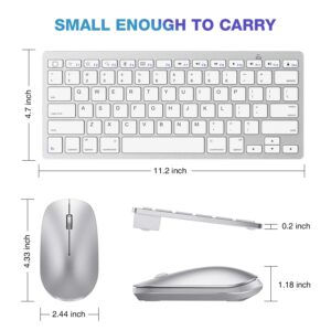 OMOTON Bluetooth Keyboard and Mouse for iPad (10th/ 9th/ 8th), Wireless Keyboard and Mouse Compatible with iPad Pro 12.9/11 inch,iPad Air 5th/ 4th, and Other Bluetooth Enabled Devices, Silver White