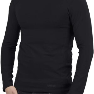 281Z Mens Military Stretch Cotton Long Sleeve T-Shirt - Tactical Hiking Outdoor Undershirt - Punisher Combat Line (Black, Large)