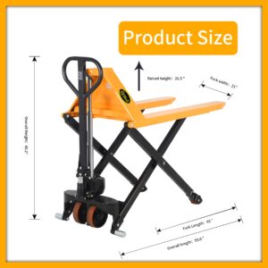 APOLLOLIFT Scissor Pallet Trucks, Manual Pallet Jack, 2200lbs Capacity Pallet Lift, 45" Lx21 W Fork,31.5'' Raised Height, Suitable for Euro Pallets