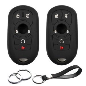 infipar 2pcs compatible with buick enclave encore gx envision lacrosse regal sportback tourx chevrolet chevy traverse gmc terrain black key fob cover case key chain protector remote shell