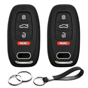 infipar 2pcs compatible with audi a1 a3 a4 a5 a6 a7 a8 a8 q3 q5 q7 r8 rs5 rs7 s3 s4 s5 s6 s7 s8 sq5 tt quattro allroad black key fob cover case key chain protector remote holder