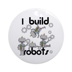 i build robots ornament (round) round holiday christmas ornament by bohai store