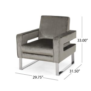 Christopher Knight Home Laurel Velvet Club Chair, Gray, Silver