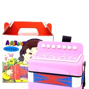 JOYSAE 7 Keys 2 Bass Accordion Kids Accordion Toy Solo Ensemble Instrument Musical Educational Instrument for Early Childhood Teaching (Pink)