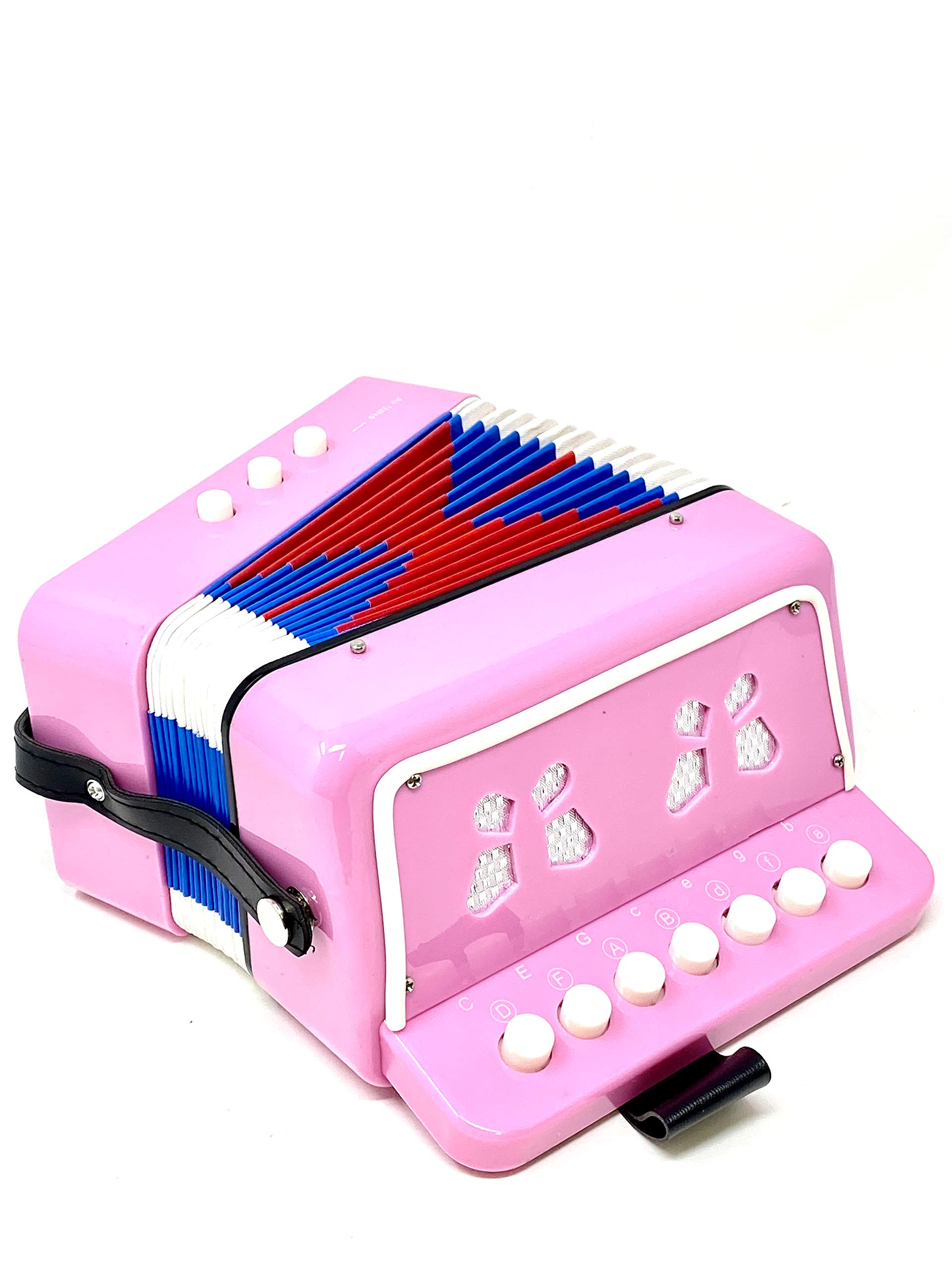 JOYSAE 7 Keys 2 Bass Accordion Kids Accordion Toy Solo Ensemble Instrument Musical Educational Instrument for Early Childhood Teaching (Pink)