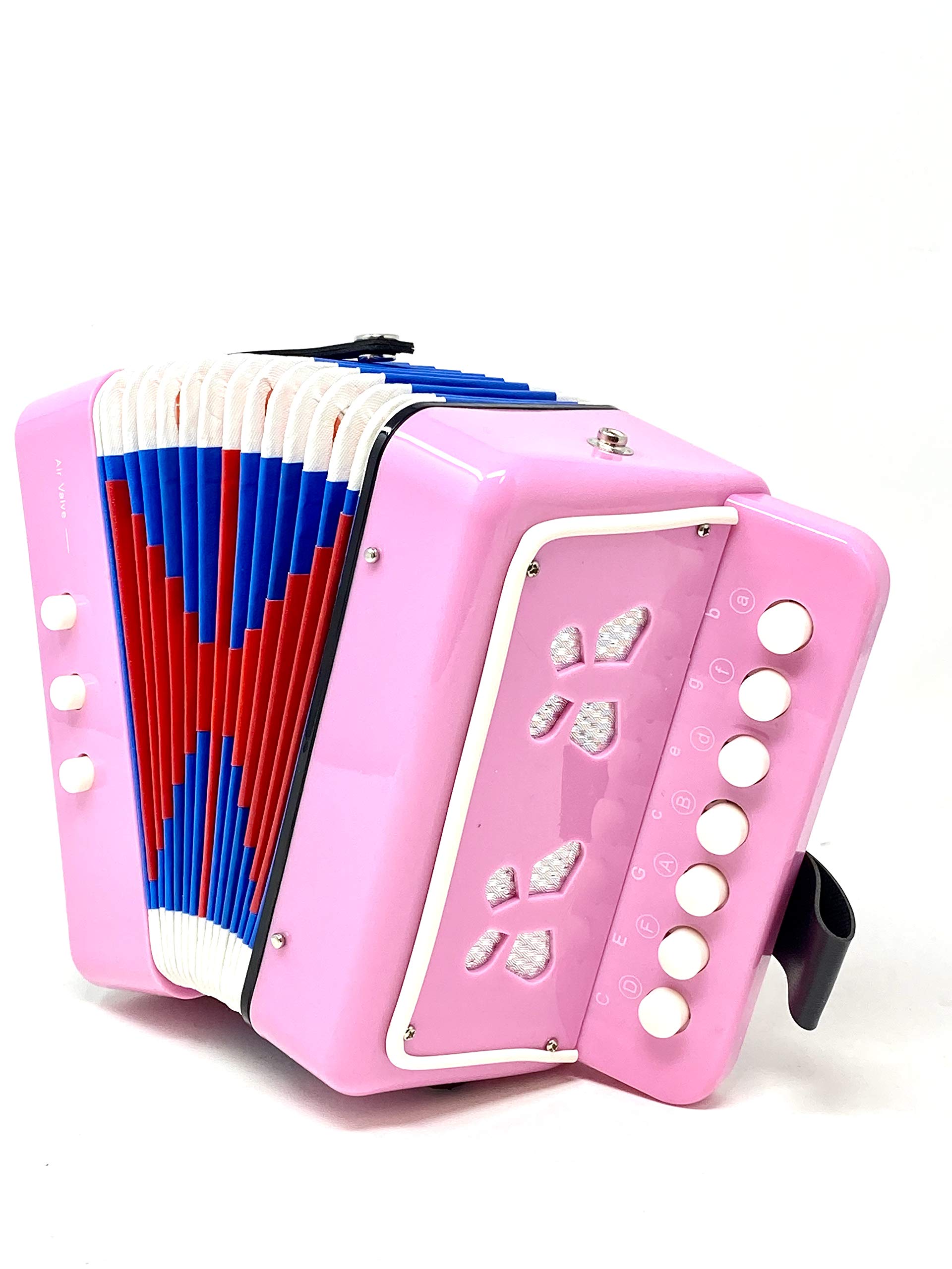 JOYSAE 7 Keys 2 Bass Accordion Kids Accordion Toy Solo Ensemble Instrument Musical Educational Instrument for Early Childhood Teaching (Pink)