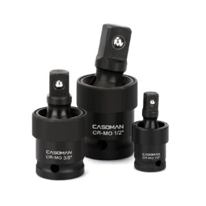 casoman 3-piece impact universal joint set - 1/4", 3/8" and 1/2" drive, cr-mo, impact grade, u-joint sockets swivel