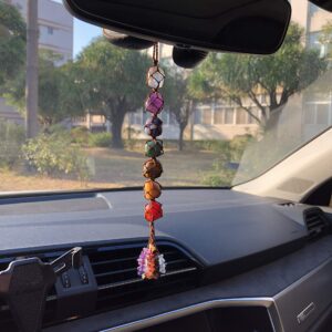 Handmade Crystal Window Car Hanging Ornaments 7 Chakra Home Decoration Feng Shui Ornament Yoga Meditation Car Decoration Tumbled Palm Stones Christmas Decorations Ornaments