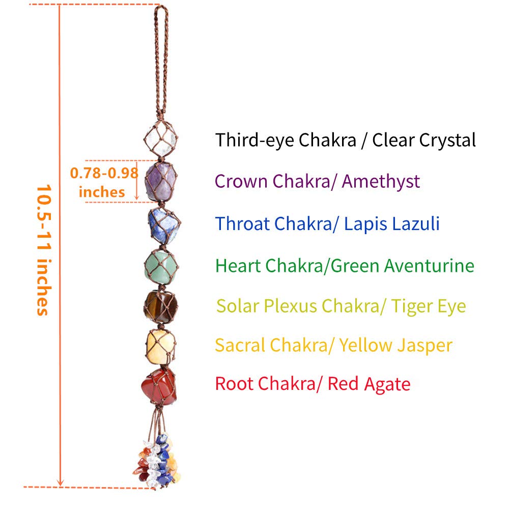 Handmade Crystal Window Car Hanging Ornaments 7 Chakra Home Decoration Feng Shui Ornament Yoga Meditation Car Decoration Tumbled Palm Stones Christmas Decorations Ornaments