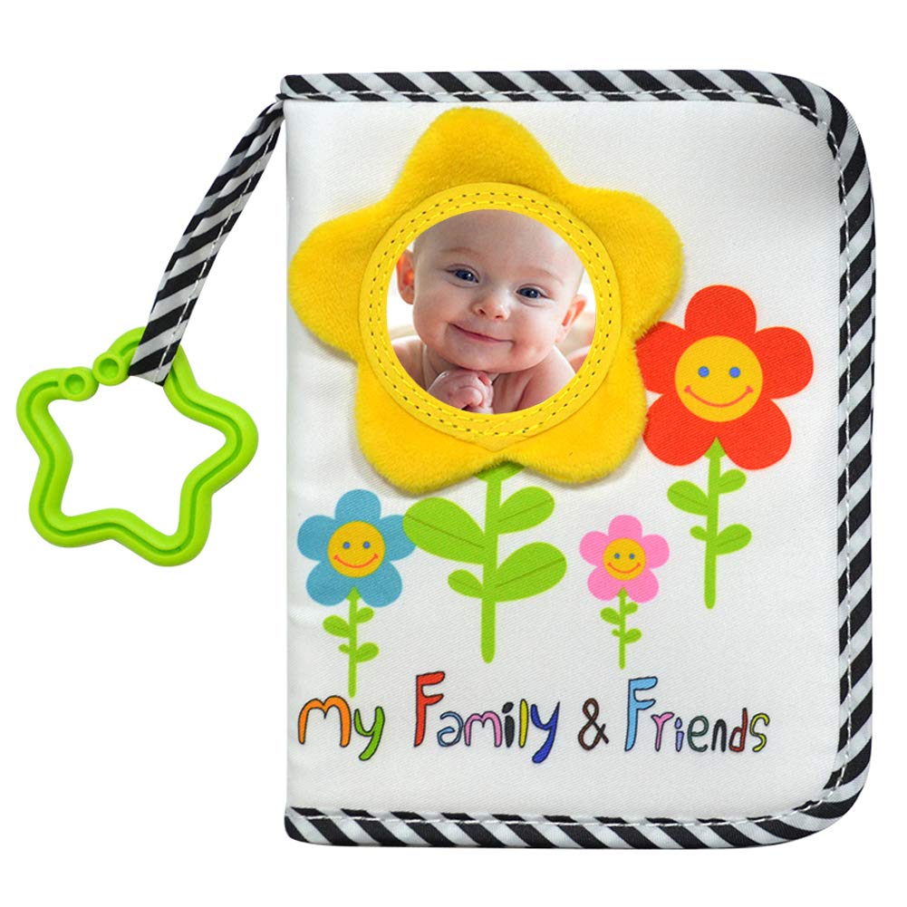 ABCKEY My Family And Friends Baby Photo Album With Sunflower Baby-safe mirror Holds 18 Photos