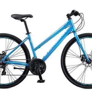 Schwinn Volare 1200 Flat Bar Hybrid Sports Road Bike, Men and Women, 21-Speed, 700c Wheels, 17-Inch Aluminum Frame, Disc Brakes, Blue