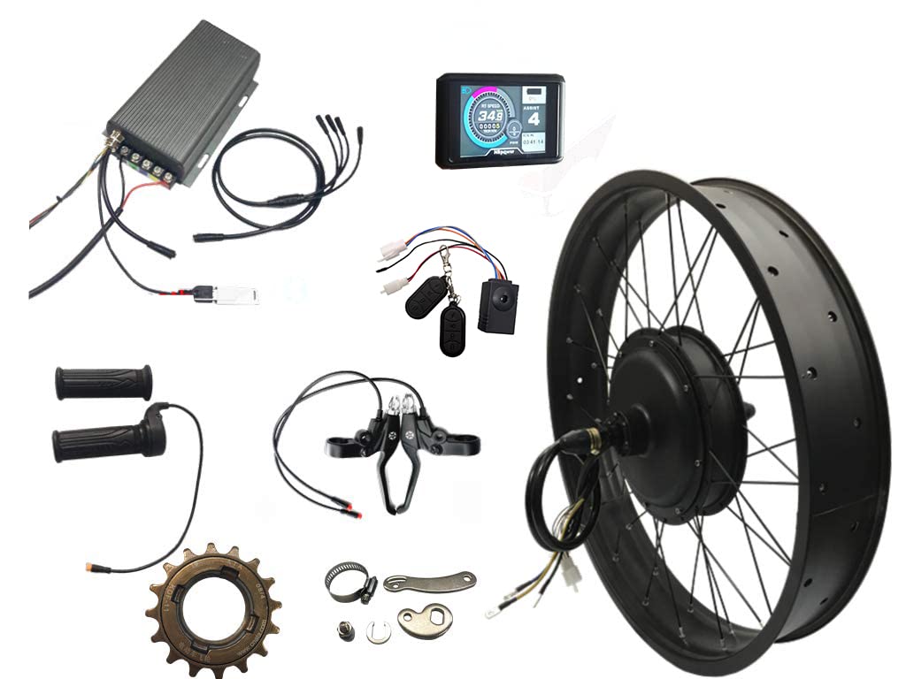 NBPOWER 5000w Electric Fat Bike Conversion kit sabvoton Controller 100KM/H max Speed, with TFT Color Display System,Single Speed Freewheel (26 * 4.0 Rear)