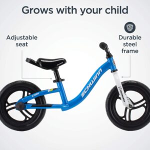 Schwinn Koen & Elm Toddler Balance Bike, 12-Inch Wheels, Kids Ages 1-4 Years Old, Rider Height 28-38-Inches, Training Wheels Not Included, Blue